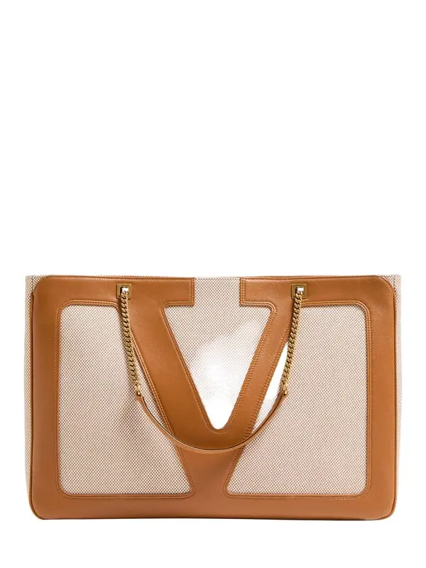 Valentino Garavani Canvas And Leather Viva Superstar Tote Bag - Neutral