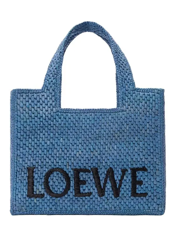 Loewe X Paula's Ibiza Small Raffia Font Tote Bag - Blue