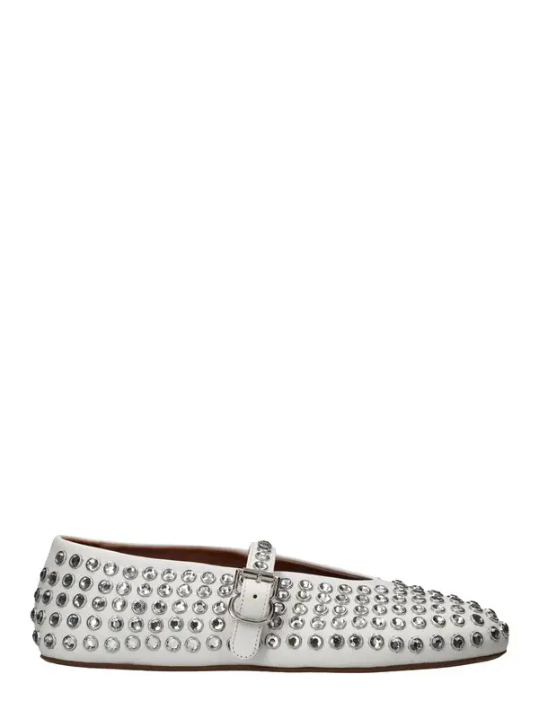 Alaïa Leather Ballerina Flats With Embellishments - White