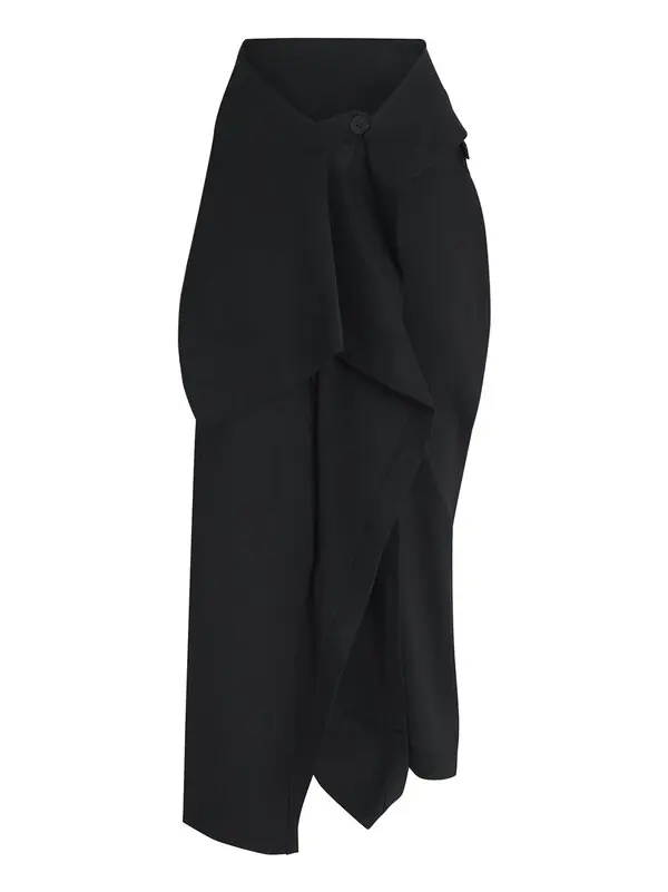 Issey Miyake Asymmetric Wide-leg Trousers - Black