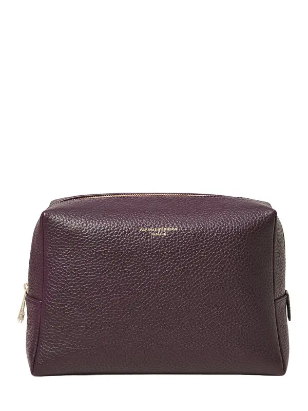 ASPINAL OF LONDON Large Leather Cosmetic Case - Purple