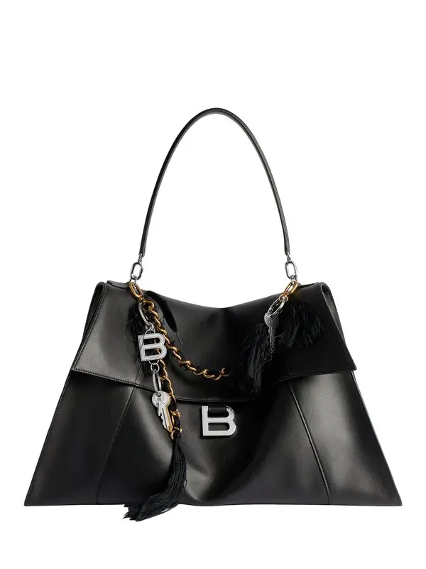 Balenciaga Large Leather Hourglass Top-handle Bag - Black
