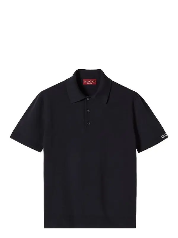 Gucci Silk Cotton Knit Polo Shirt - Blue