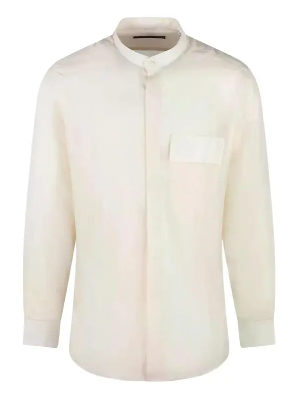 LOW BRAND Collarless Shirt - Neutrals