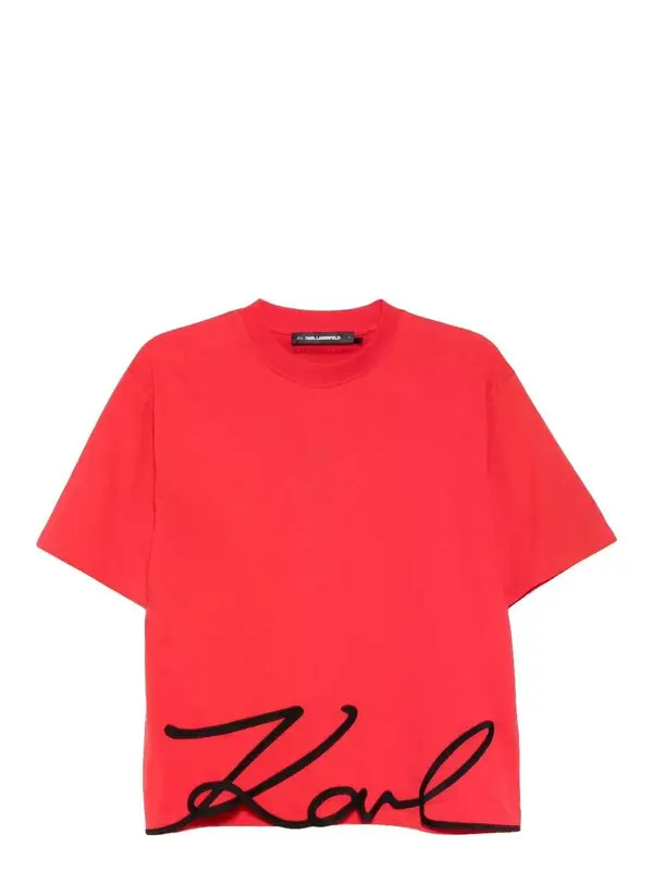 Karl Lagerfeld Signature Hem T-shirt - Red