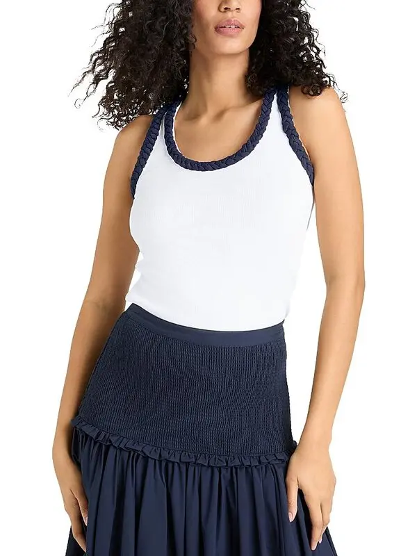 Cinq À Sept Braided Tank Top - White/navy