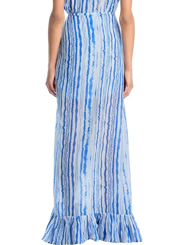 CONIGLIO PALM BEACH Stripe Ruffle Pareo Skirt - Cabana Stripe/light Blue