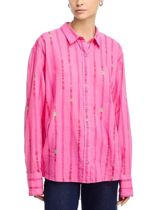 CONIGLIO PALM BEACH Classic Button Down Shirt - Lane Lines Pink Float