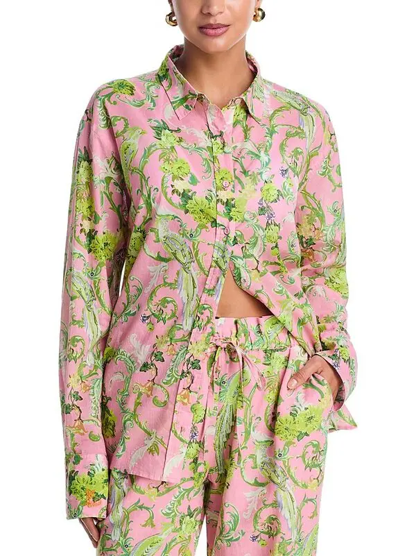 CONIGLIO PALM BEACH Classic Button Down Shirt - Royal Birds Tourmaline