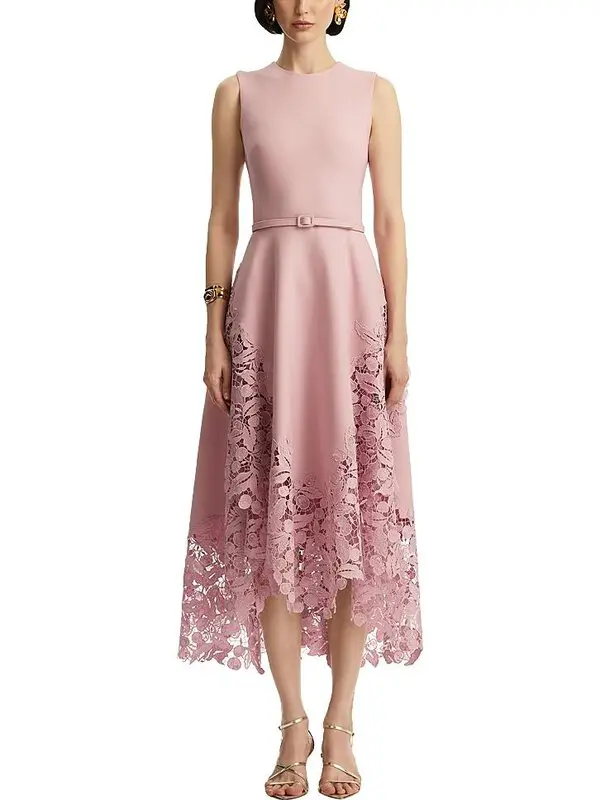 Oscar De La Renta Sleeveless Cherry Guipure Embroidered Dress - Lily