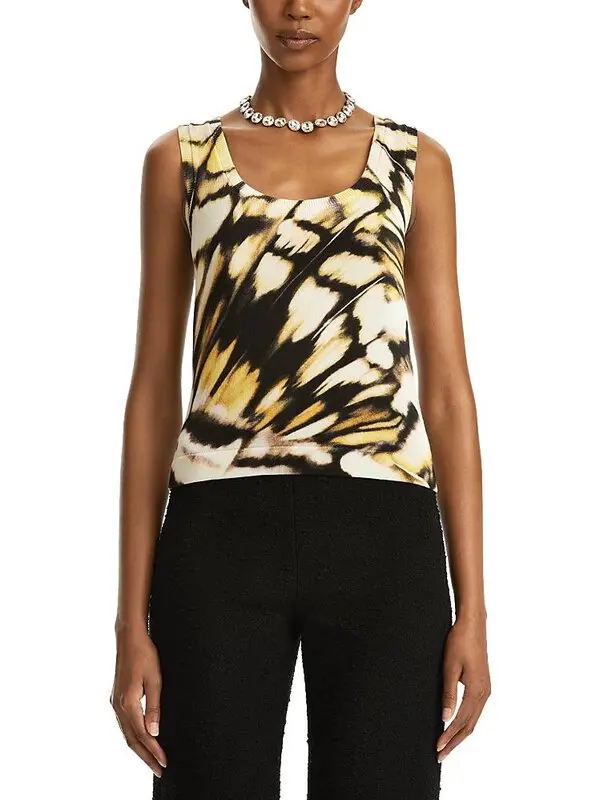 Oscar De La Renta Butterfly Print Tank Top - Black Multi