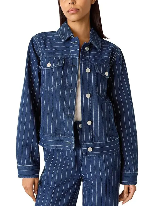Whistles Pinstriped Denim Jacket - Navy/multi