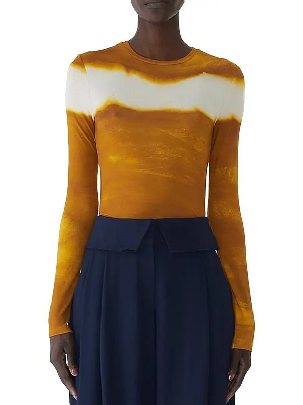 JASON WU Painted Stripe Long Sleeve Jersey Top - Marigold/calico