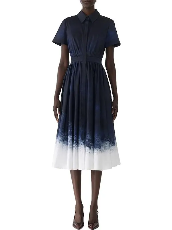 JASON WU Brushed Canvas Printed Dress - Navy / Whi