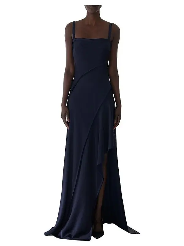 JASON WU Crepe Back Satin Slip Dress - Navy