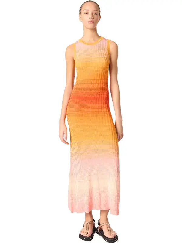 Maje Viscose Tie-dye Knit Maxi Dress - Orange