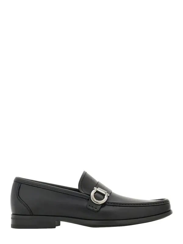 FERRAGAMO Gancini Ornament Caspian Leather Loafers - Black