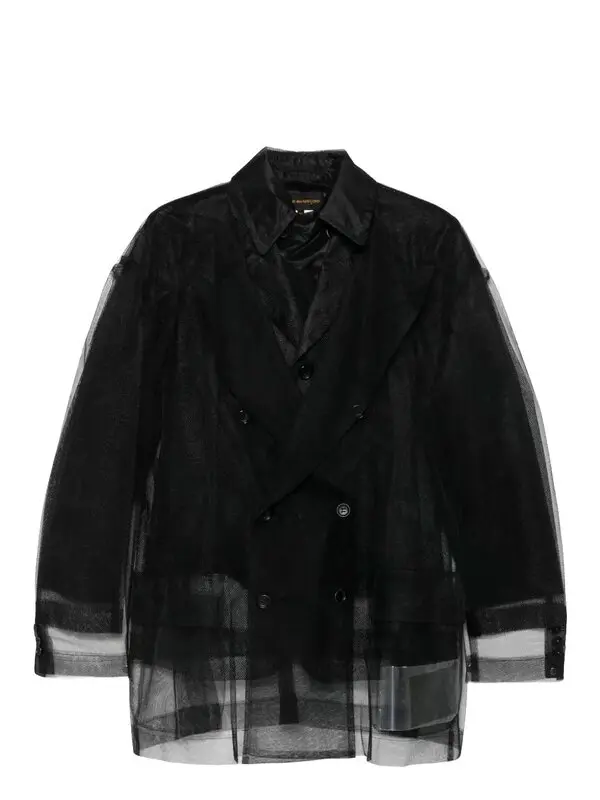 Comme Des Garçons Tulle Double-breasted Blazer - Black