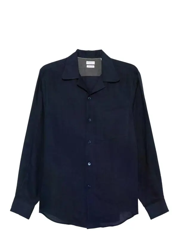 Brunello Cucinelli Camp-collar Chest-pocket Shirt - Blue