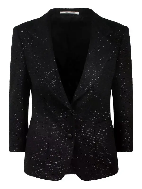 Tagliatore Single-breasted Sequin Blazer - Black