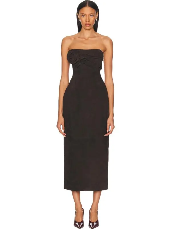 Magda Butrym Strapless Ruched Leather Dress - Brown