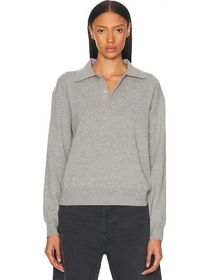 Saint Laurent Wool Polo Sweater - Gris Chine