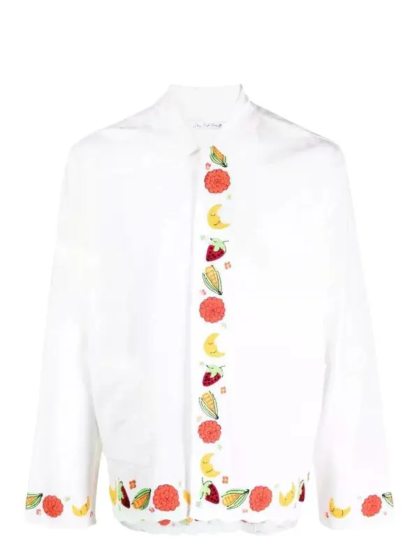 SKY HIGH FARM WORKWEAR Boticelli Fruit-embroidered Shirt - White