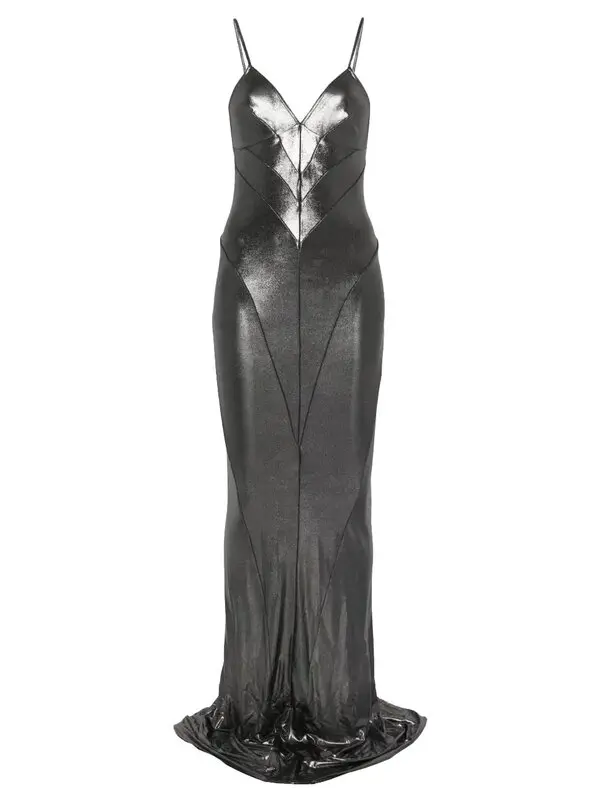 Rick Owens Lamé-effect Maxi Dress - Grey