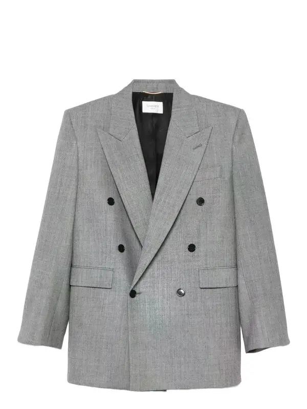 Saint Laurent Wool Double-breasted Blazer - Grey