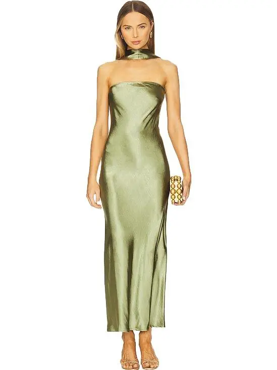 SNDYS Neck Tie Maxi Dress - Olive