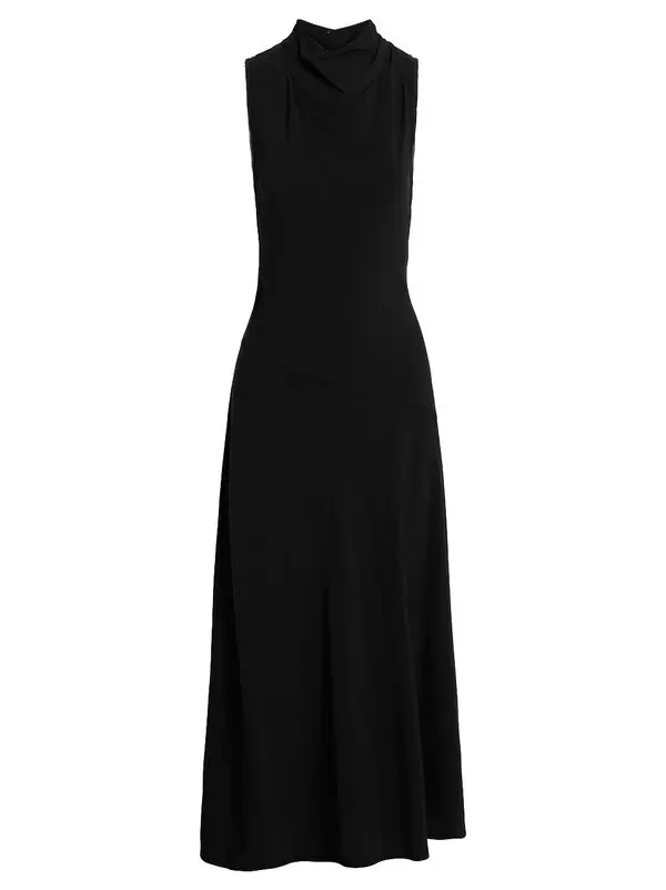 Ulla Johnson Kalena Draped Crepe Midi Dress - Black