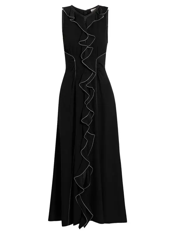 Ulla Johnson Lille Ruffled Crepe Midi Dress - Black