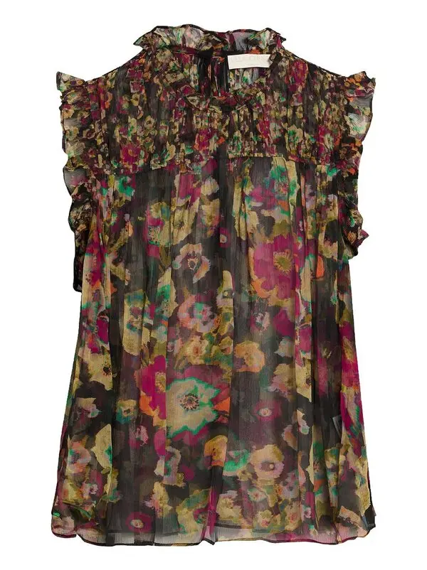Ulla Johnson Georgina Ruffled Printed Silk-georgette Top - Multicolor