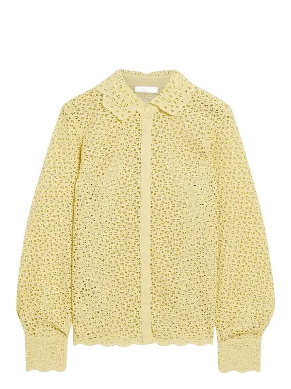Ulla Johnson Abbott Broderie Anglaise Cotton Shirt - Pastel Yellow