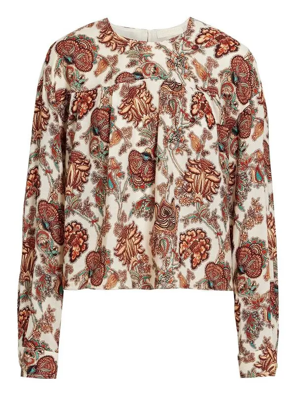 Ulla Johnson Esen Paisley-print Wool-blend Top - Brick