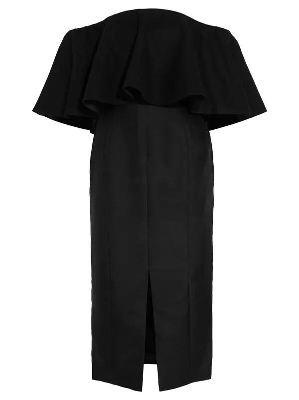PAPER London Gina Ruffled Off-the-shoulder Duchess-satin Dress - Black