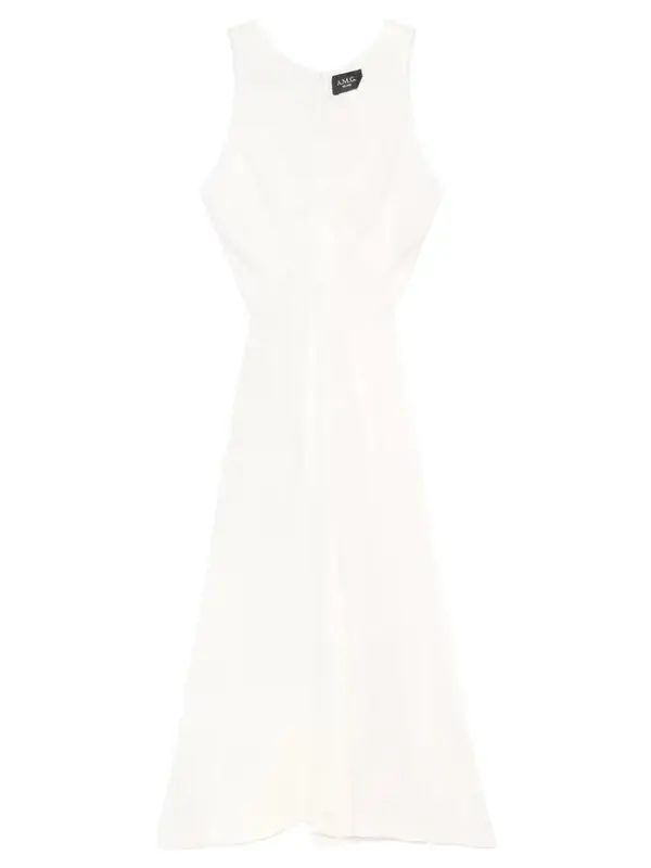 A.M.G. Ruched-detailed Maxi Dress - White