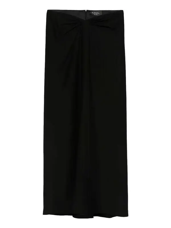 A.M.G. A-line Midi Skirt With Ruched Detail - Black