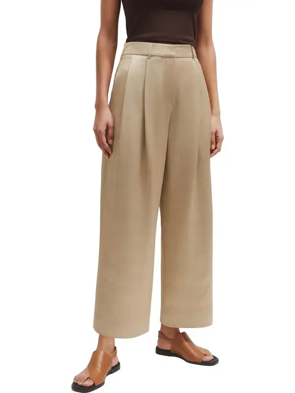 ME+EM Elevated Metallic Wide Leg Crop Trousers - Gold