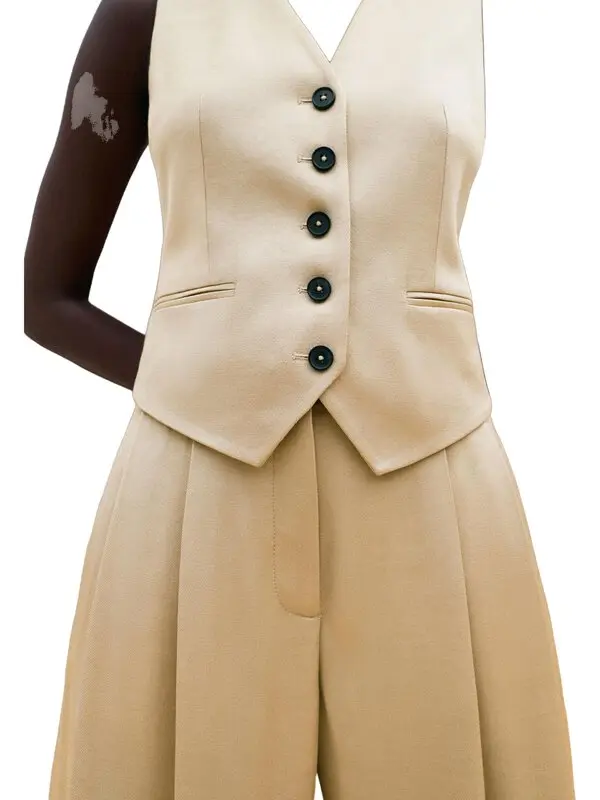 ME+EM Metallic Tailored Waistcoat - Gold