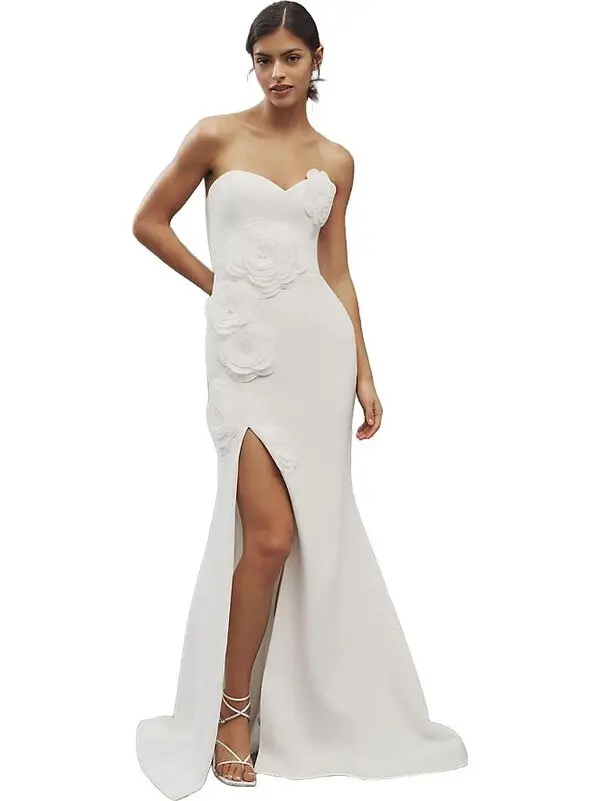 HELSI Gisele Strapless Maxi Dress With 3d Floral Appliqu - White