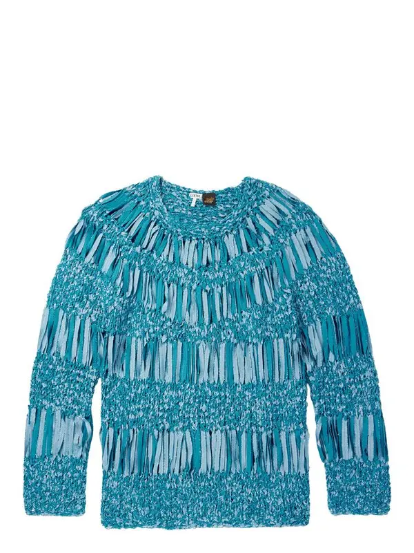 Loewe Open-knit Cotton-blend Sweater - Blue