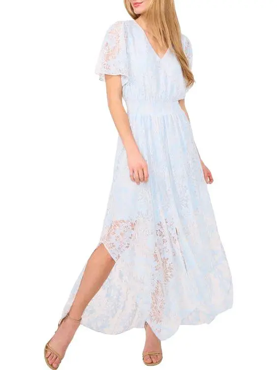 CECE DUPRAZ Lace Smocked Waist Maxi Dress - Spa Blue