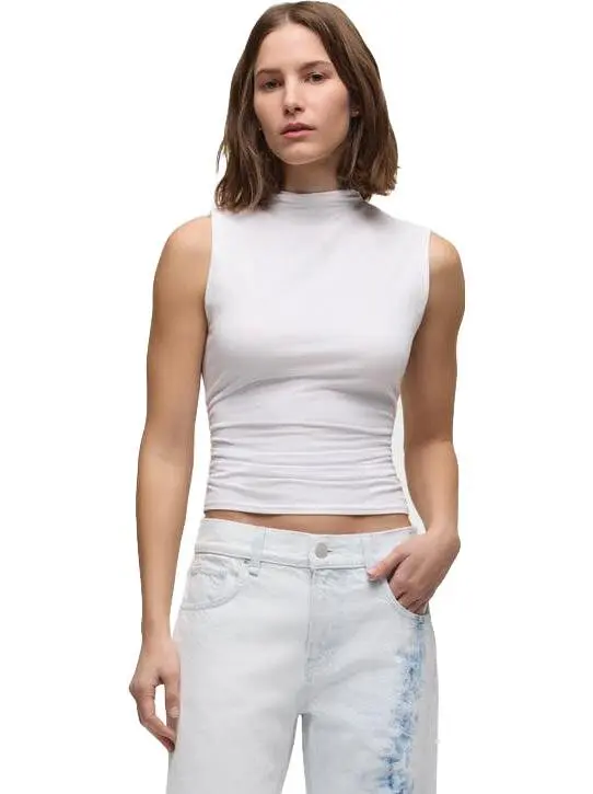 Hudson Jeans Tank With Side Seam Ruching - White