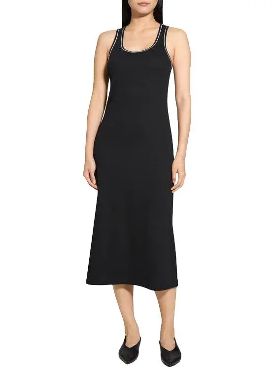 Theory Contrast Tipped Rib Tank Dress - Black