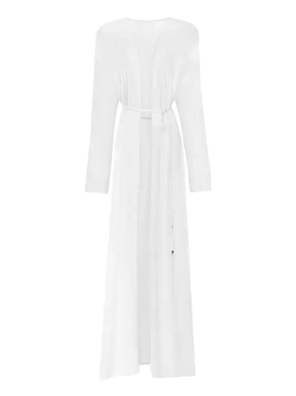 ANNAFOXY Belted Maxi Cardigan - White