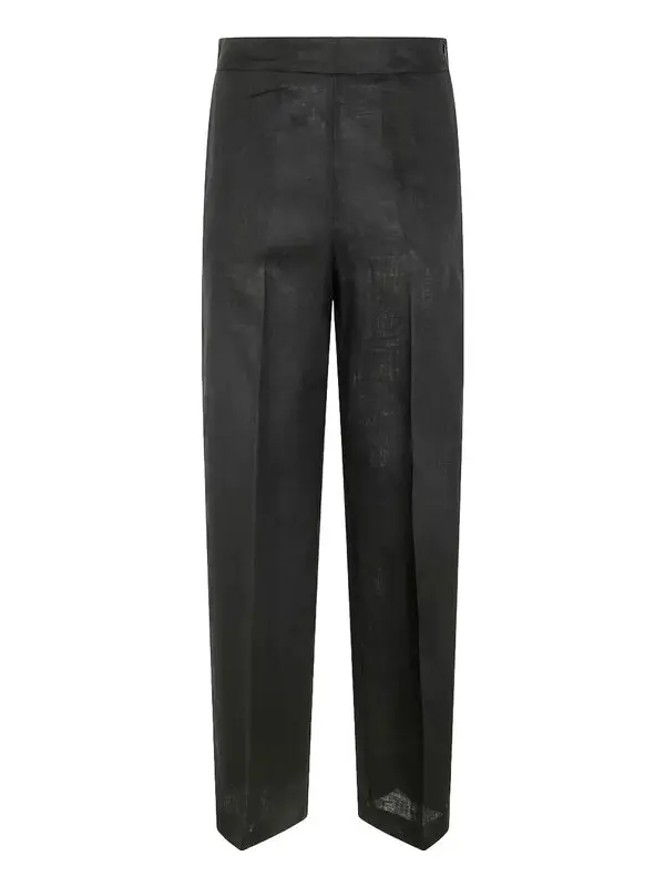 Liviana Conti Linen Straight Leg Trousers - Black