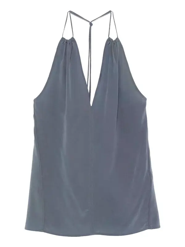 Victoria Beckham Silk V-neck Top - Grey