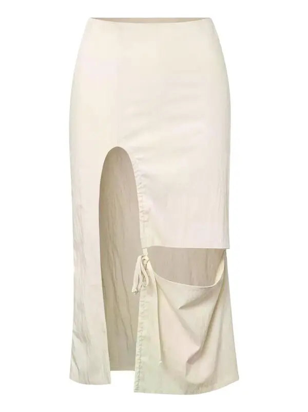 ELENA VELEZ Midi Skirt With Slit - Neutrals