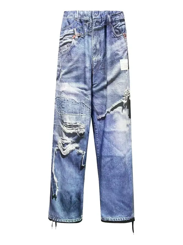 Mihara Yasuhiro Graphic Print Straight Leg Jeans - Blue